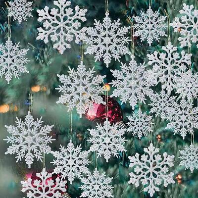 6/12pcs Simulation Snowflakes Christmas Tree Hanging Ornamen