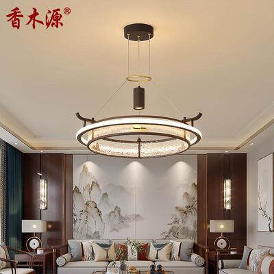 新中式客厅吊灯简约中国风书房卧室灯别墅圆形创意餐厅吊灯具3162