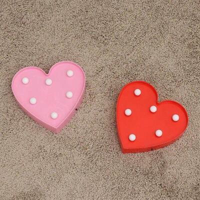 2Pcs Heart Shaped Lamp LED Night Light Decorative Romantic
