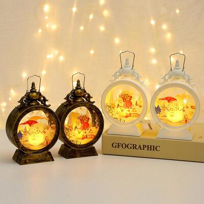 Christmas Old Man Snowman Night Light Scene Layout Props
