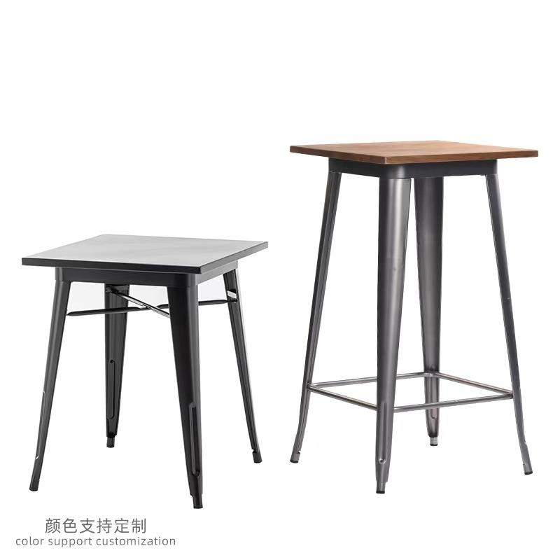 工厂现货酒吧小吧台桌子铁艺高脚桌不锈钢工业风金属餐桌吧桌