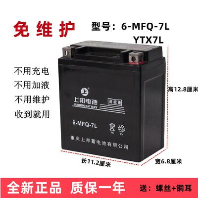 12V摩托车电瓶6-MFQ-7L踏板大公主豪电池150小战鹰飞梦E彩E影