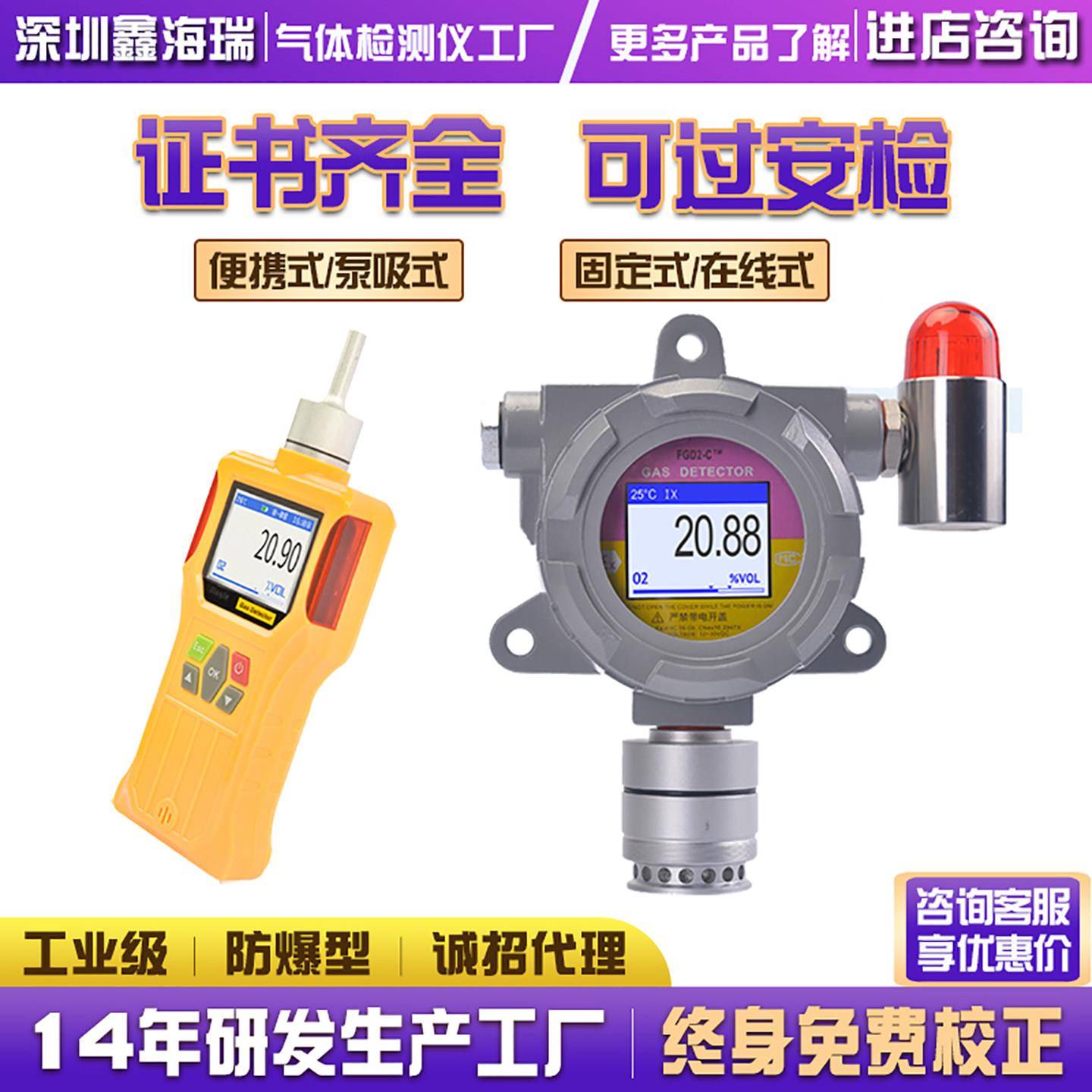二氧化碳气体检测仪二氧化碳浓度探测感测器警报器气体分析仪监视