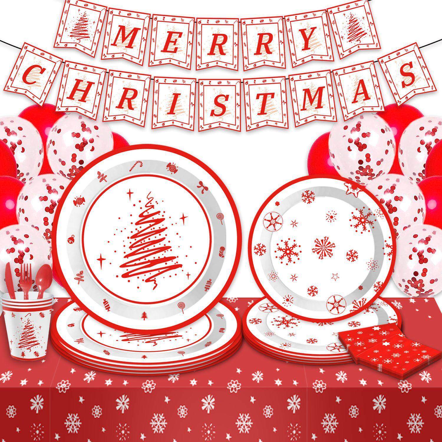 Christmas Party Supplies Tableware Set圣诞节派对用品装饰餐具
