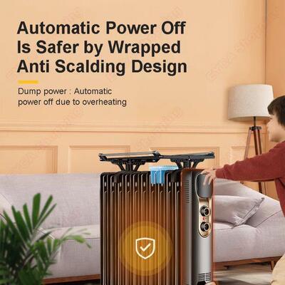 2000W Electric Room Heater Oil-filled Space Radiator 10-25㎡