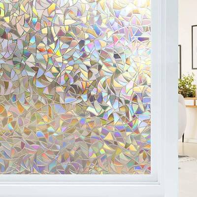 Window Privacy Film Rainbow Static Cling Stained Glass Film