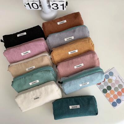 Large Capacity Pencil Case Stationery Pen Case Corduroy