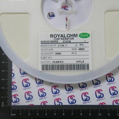 贴片电阻0805510KΩ(欧姆)精度1%一盘=50厚声ROYALOHM