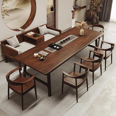南美胡桃木汉床桌椅组家用客厅新GDR茶中式茶几合办公室实罗木泡