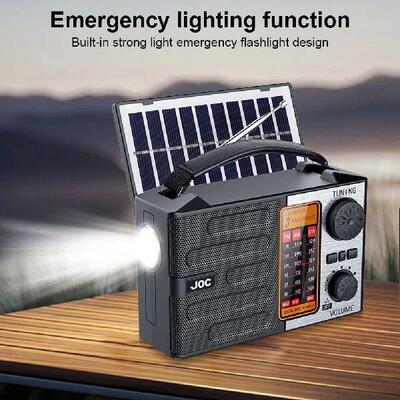 Solar Radio Portable AM FM SW Radio with Flashlight & BT