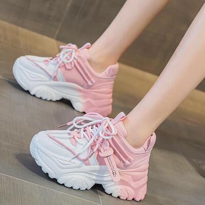 老爹鞋女鞋子2025春季新款厚底增高超火爆款运动小白夏季透气网面