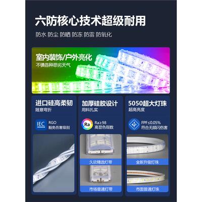 TRIAC超亮24色灯带七彩变色客厅吊顶家用智能遥控氛围霓虹防水rgb