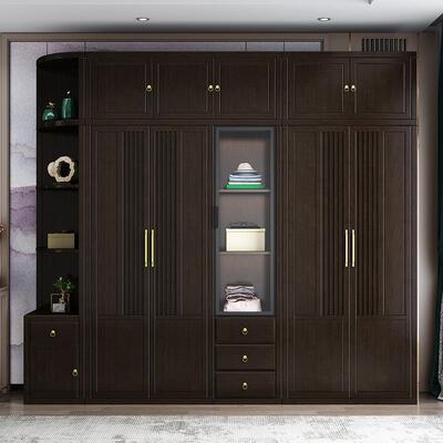新中式收实衣柜三四五DQS门大容木量纳柜现代简约卧室门配套实木