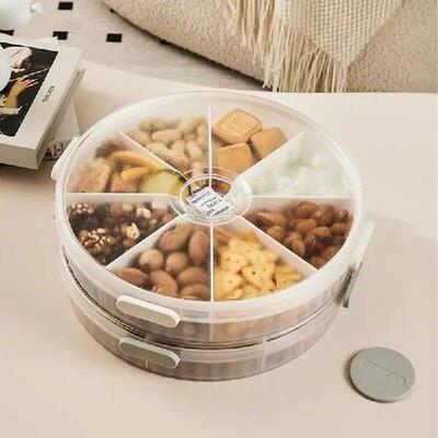 Detachable Dividers tray Divided Serving Tray Round Fruit