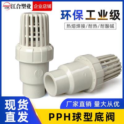 PPH底阀PPPR球型逆止阀P热熔球芯单阀向水泵抽水花篮莲蓬头过滤阀
