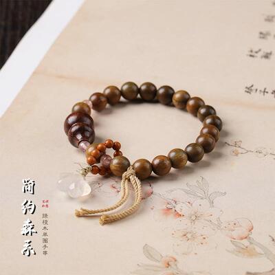 檀香木单圈手串芭比檀葫芦配饰绿檀木手链女款饰品白玛瑙星星配件