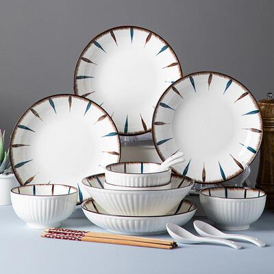 Japanese dish set ceramic tableware, bowls and chopsticks
