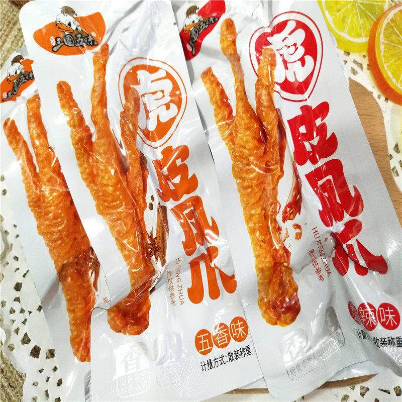 三国五味虎皮凤爪五香味爽辣味鸡爪酱卤肉制品辣味零食散装500g