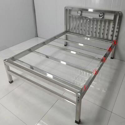 304不锈钢床DQM厚家用床架平尾无床尾室人床双人床卧公寓特床单宿