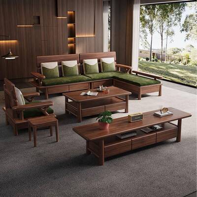 新中式黑胡桃木全发实沙客家具2024新厅款ltao8378家用简约木储物