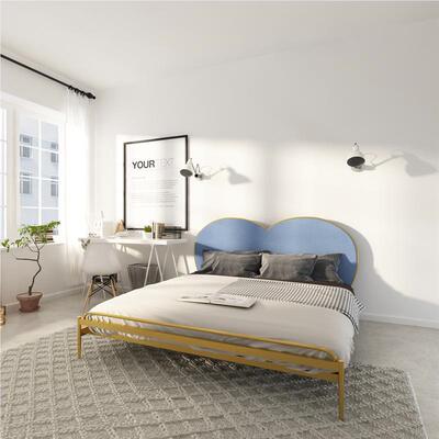 双北欧家床用铁红艺 女生卧mi19.7.1室1.5米铁床架 宿舍公寓网金