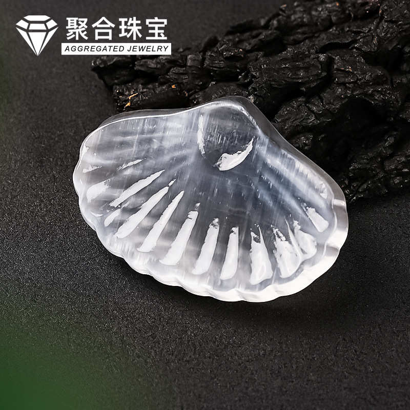 天然石膏石贝壳碗雕刻件摩洛哥透石膏碟子摆件家居装饰品挂件批发