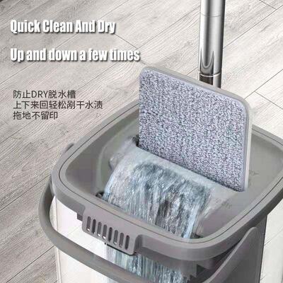 Household mop and bucket set Flat mops with wringer mop pads