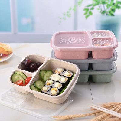 Food-grade rice husk lunch box, wheat straw utensils, bento