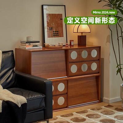 复古柜实木组合一电柜收纳储物柜体法视式中古落地电SGI视机客厅