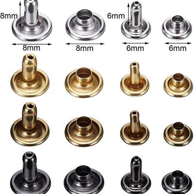 新款直销240套金属6mm8mm双面铆钉+配套工具皮革子母帽钉柳钉多色