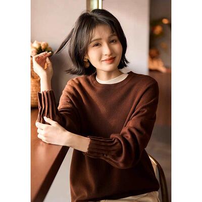 TOUCH MISS优雅圆领显瘦毛衣女2026新款春季含羊毛针织衫TM9714QL