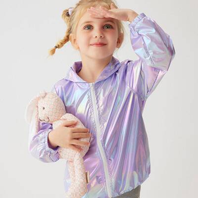 toddler girls reflective hooded jacket shiny coat long