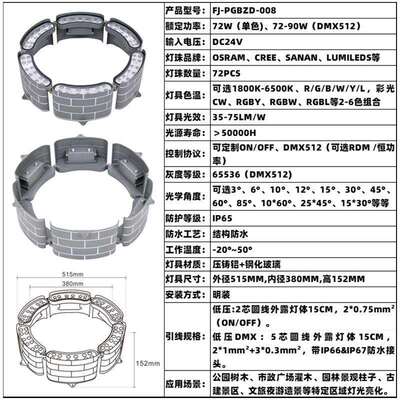 LED72W90W抱树灯环形任意拼接户外防水抱柱灯照树景观园林古建亮