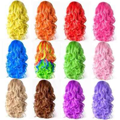 wig cosplay fashion women long Straight hair Red black blue