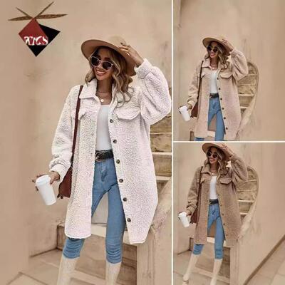 Comfortable Plus Size Women's Fleece Wool Coat  Soft