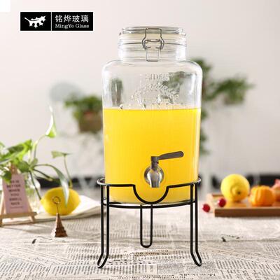 BTV4木架铁架密封玻璃字母果汁瓶酿酒瓶酵素密封罐带龙头可换不锈