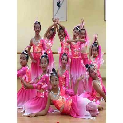 正品族唧唧鱼儿跃舞蹈演出服儿美童傣独舞人鱼表服鱼儿欢歌舞蹈服