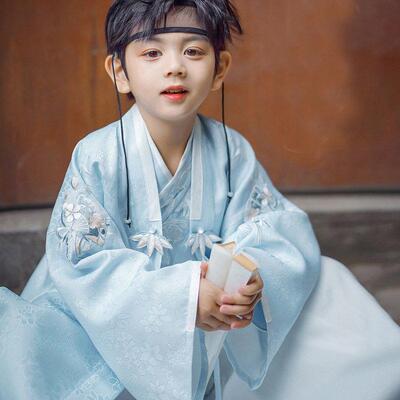 汉服男童2026春款白月青衫中国风儿童宋制套装男孩唐装古风演出服