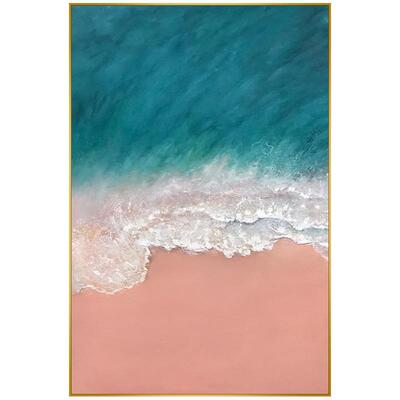 油画 手绘油画《追随》玄关挂画过道入户抽象装饰画海浪现代简约