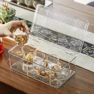 Transparent Tea Set Storage Box for Gongfu Tea Cups, Teapots