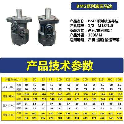 油马达BM2/BMR-50 80 100 125 160 200 250 315 400液压摆线马达