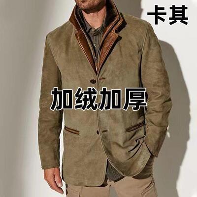 Men's coat, men's thick coat, lapel workwear, spliced top