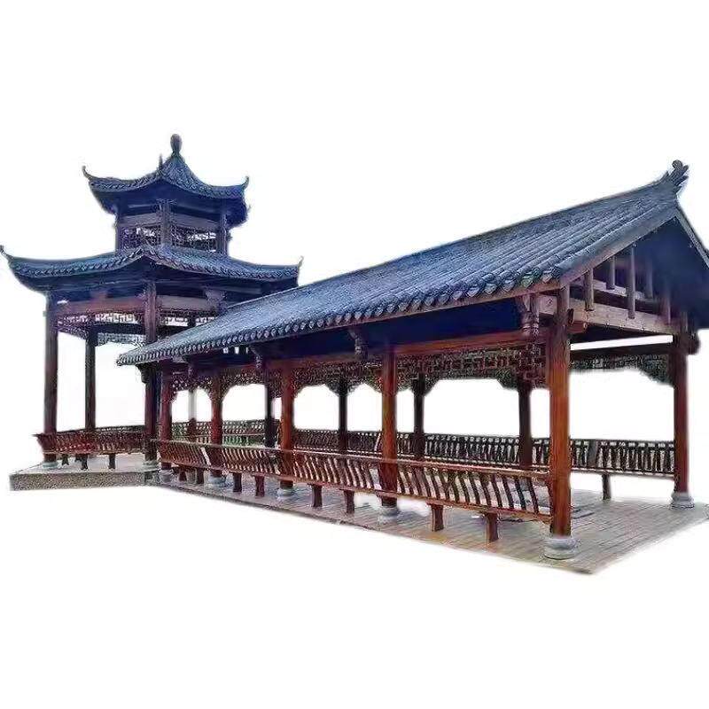 凉亭户外庭院防腐木长廊六角亭八角双层古建木屋别墅院子亭子田园