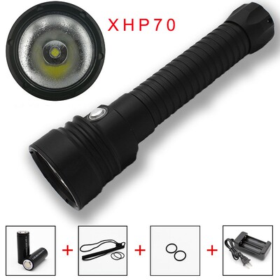 中开XHP70强光充电潜水手电筒高亮LED手电补光灯磁控开关电量显