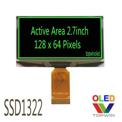 2.7英寸oled屏128x64绿色显示屏绿光带灰度2864ASYIG01厂家sd1322