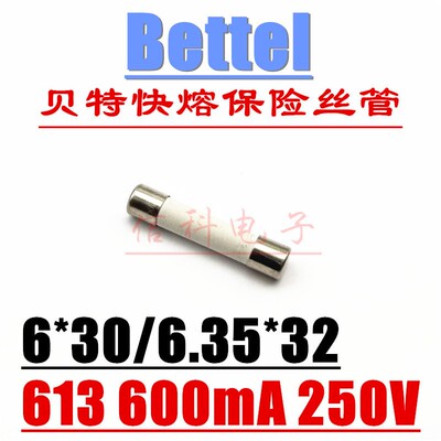 贝特6*30快熔断陶瓷保险丝管613 600mA 250V F600mAL250V万用电表