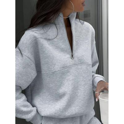 Women Zipper Pullover Sweater Set Graduation Clothes Casual