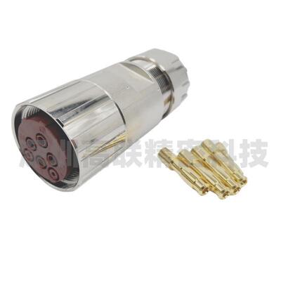 M40连接器6芯8孔伺服电机弯头插座大电流55A工业航空插头冷压针