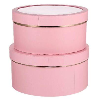 Empty Round Paper Gift Boxes Window Type Holes for Flowers