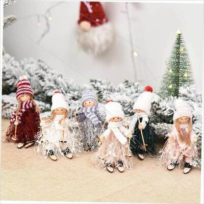 Christmas wood fiber fringe yarn ski doll pendant ornament
